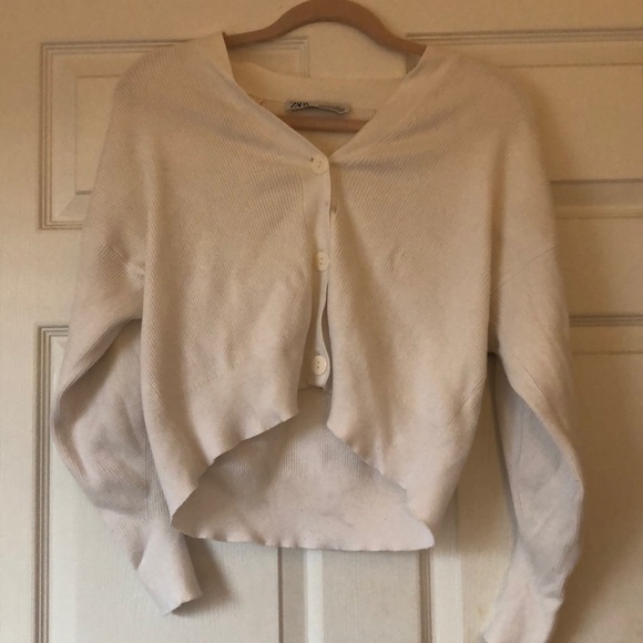 Zara | Sweaters | Zara White Cropped Cardigan | Poshmark